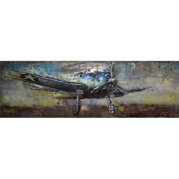 Schilderij Vliegtuig metaal 60x180 – Brouwer Meubelen